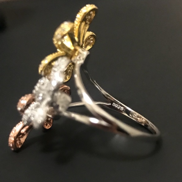 Jewelry | Tricolor Flower 925 Ss W Cz Ring | Poshmark